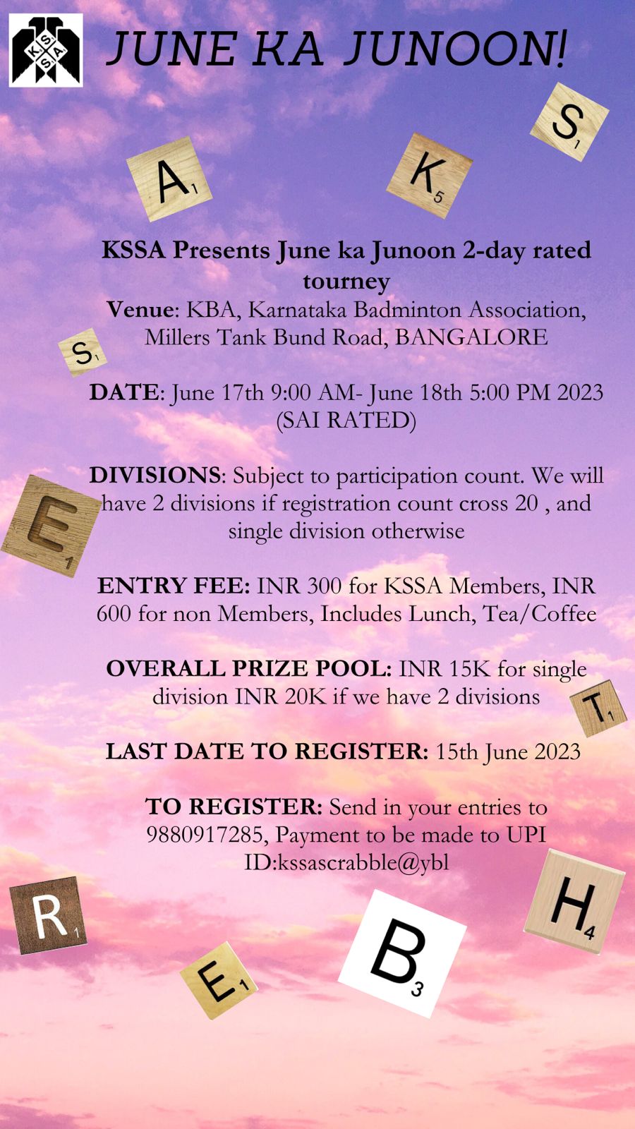 KSSA 2 Day - June Ka Junoon - Scrabble Association of India